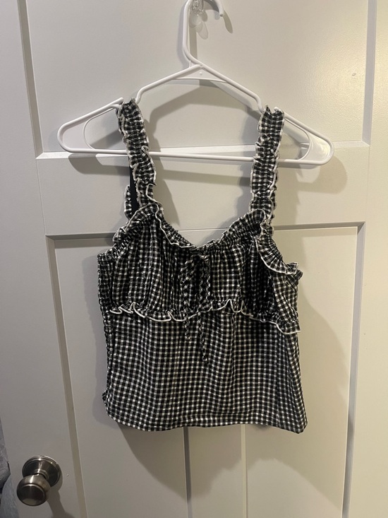 Sienna Sky | Tops | Sienna Sky Black White Gingham Ruffle Camisole ...